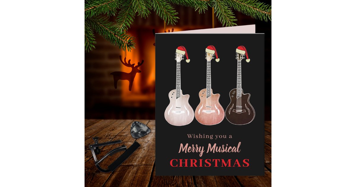 Rock and Roll Christmas Guitar Holiday Card | Zazzle