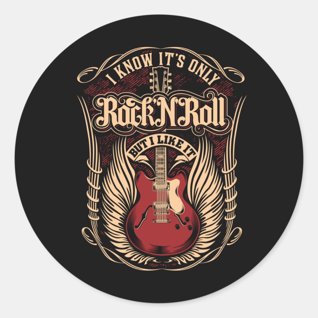 ROCK AND ROLL CLASSIC ROUND STICKER | Zazzle