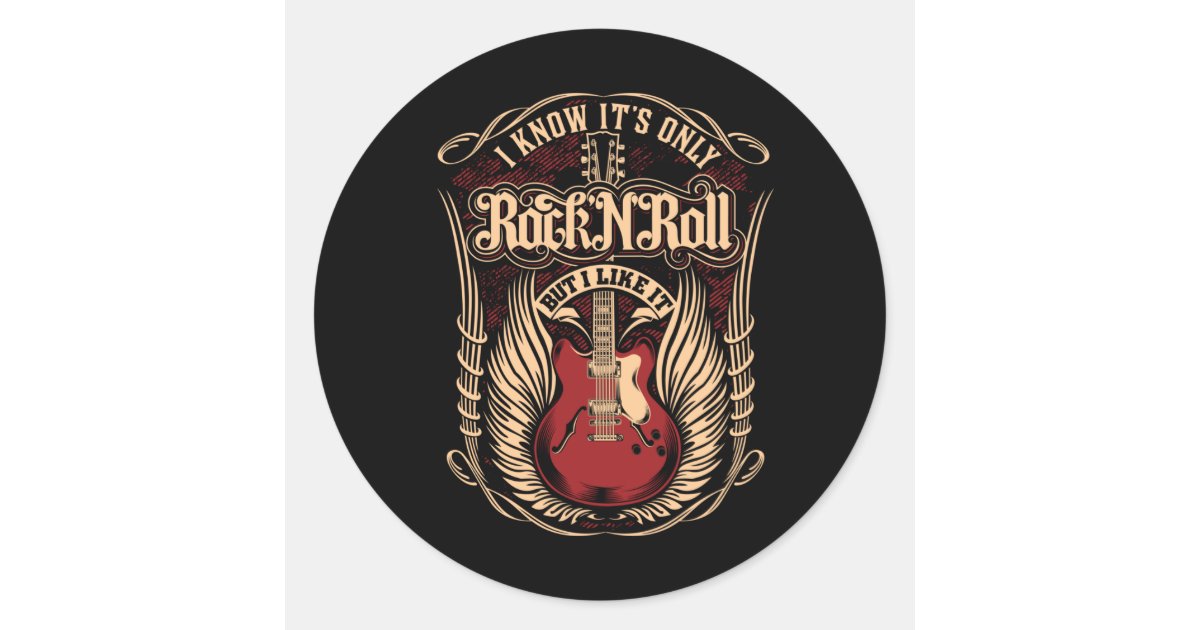 ROCK AND ROLL CLASSIC ROUND STICKER | Zazzle
