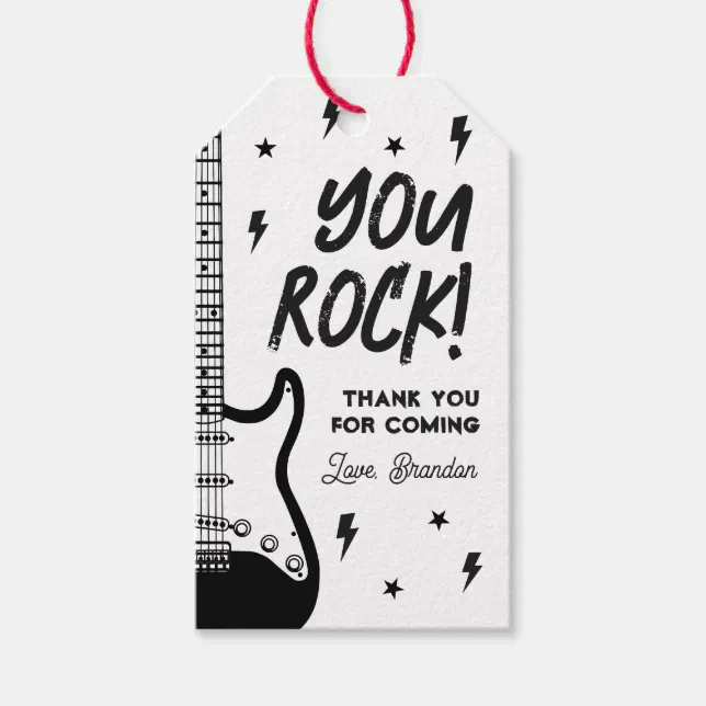 Rock and Roll Guitar Birthday Party Favor Tag | Zazzle