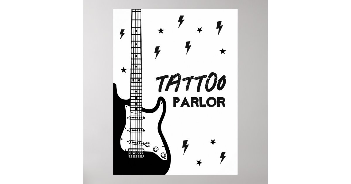Rock and Roll Guitar Birthday Tattoo Parlor Sign | Zazzle