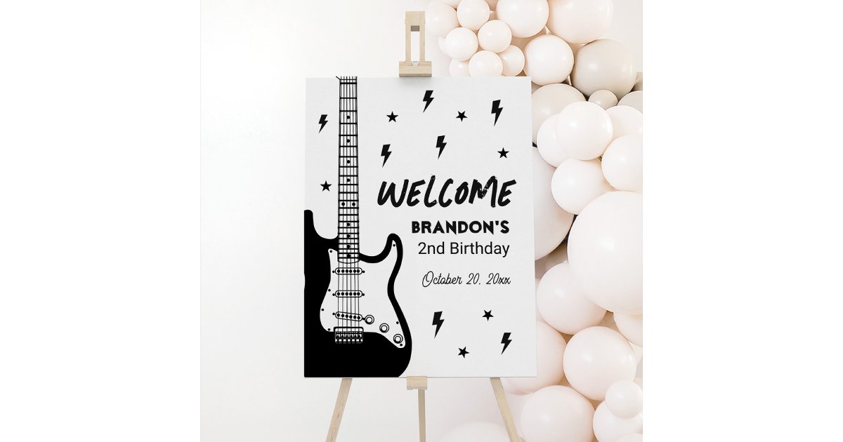 Rock and Roll Guitar Birthday Welcome Sign | Zazzle