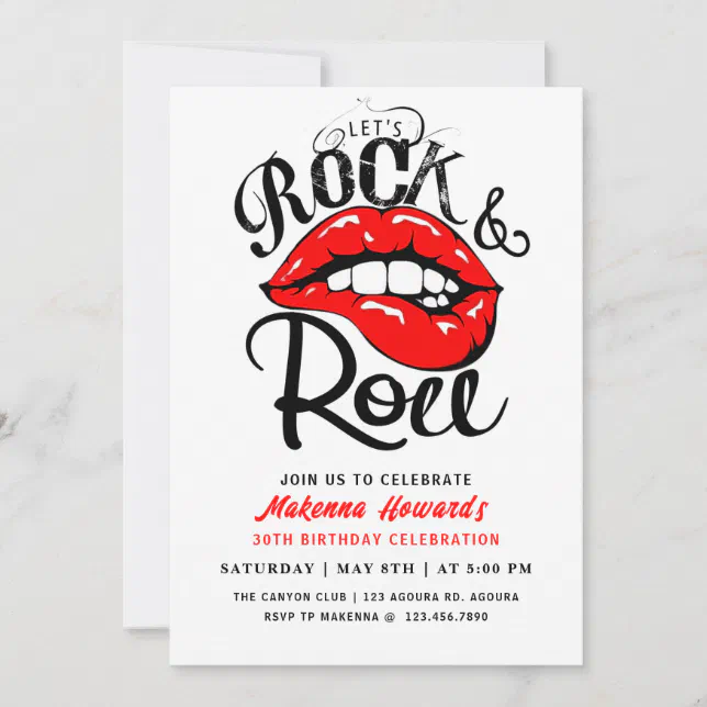 Rock and Roll Party, Rock & Roll BIRTHDAY, Invitation | Zazzle