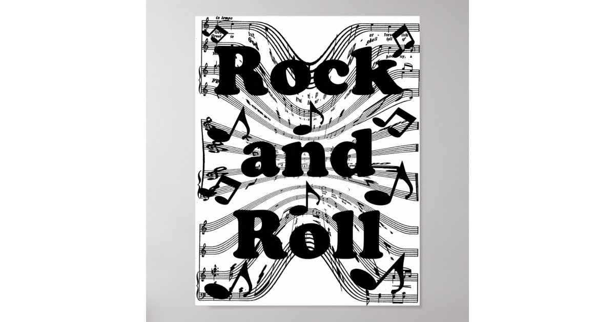 Rock and Roll sheet music notes Art Poster | Zazzle