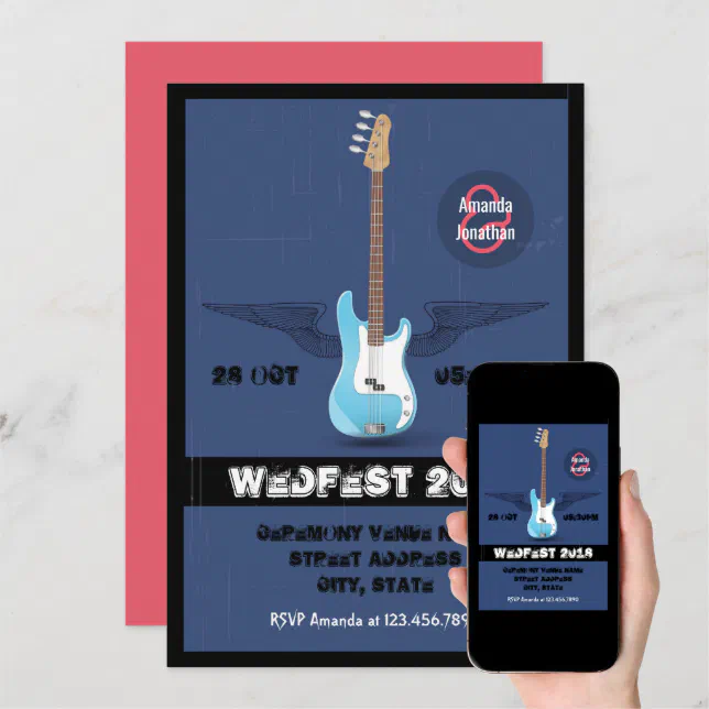 Rock and Roll Wedding customized invitation | Zazzle