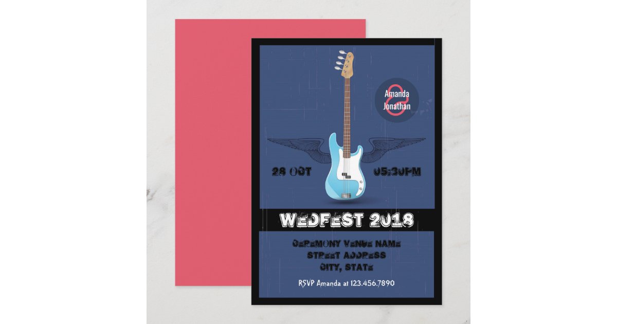 Rock and Roll Wedding customized invitation | Zazzle