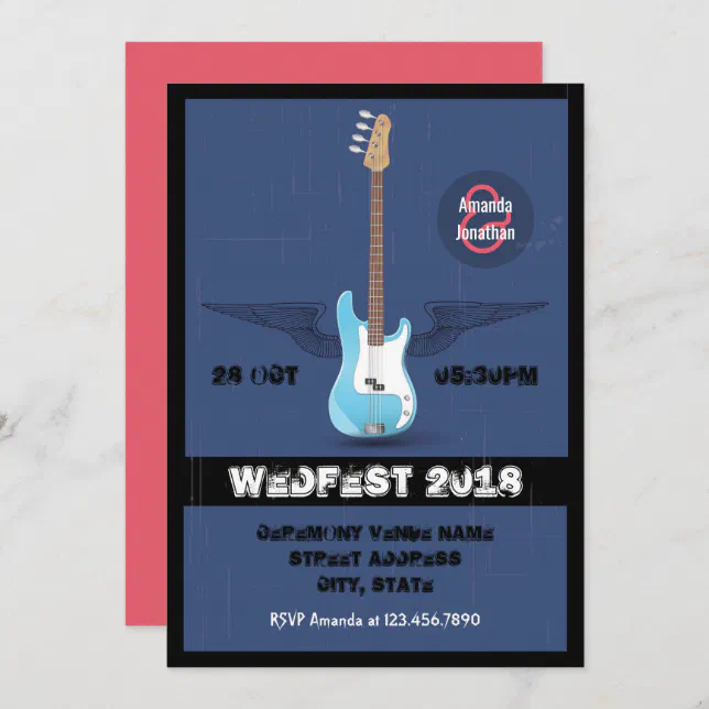 Rock and Roll Wedding customized invitation | Zazzle
