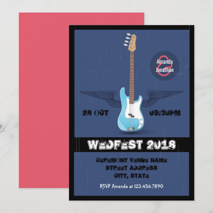 Rock and Roll Wedding customized invitation | Zazzle