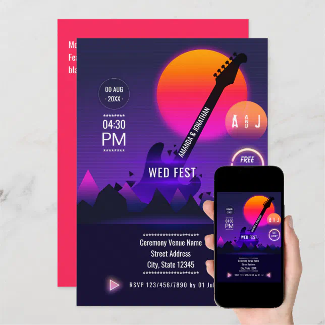 Rock and Roll Wedding Invitation | Zazzle