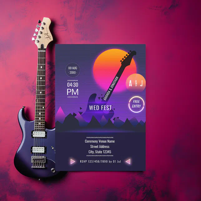 Rock and Roll Wedding Photo Invitation | Zazzle