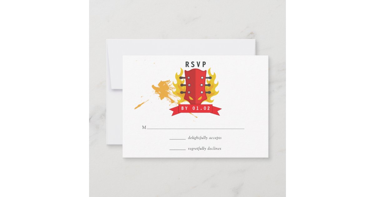 Rock and Roll Wedding RSVP Card | Zazzle