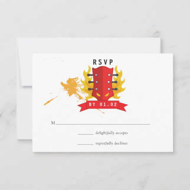 Rock and Roll Wedding RSVP Card | Zazzle
