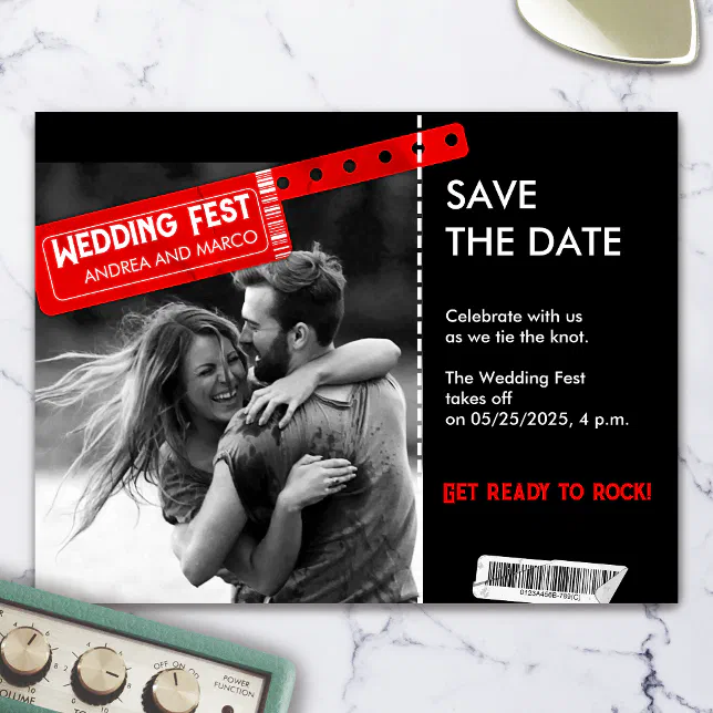 Rock and Roll Wedding Ticket Magnet Save the Date | Zazzle