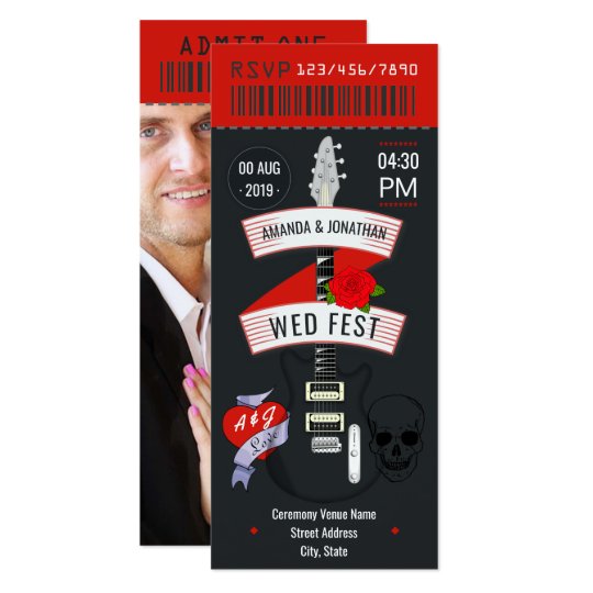 Rock and Roll Wedding ticket photo Invitation | Zazzle.com