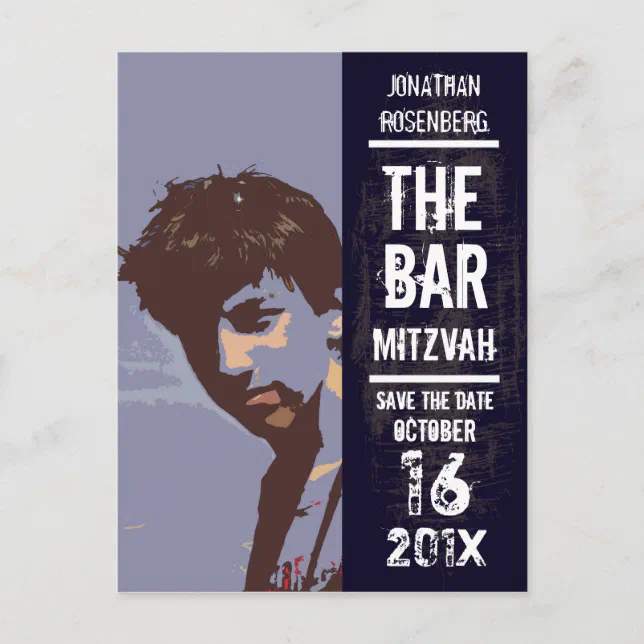 Rock Band Bar Mitzvah Save the Date Announcement Postcard | Zazzle