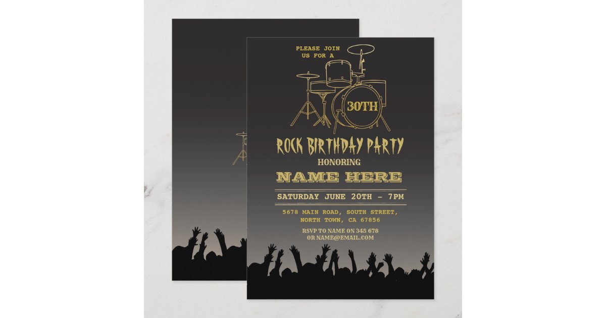 Rock Birthday Party Festival Crowd Music Invite | Zazzle
