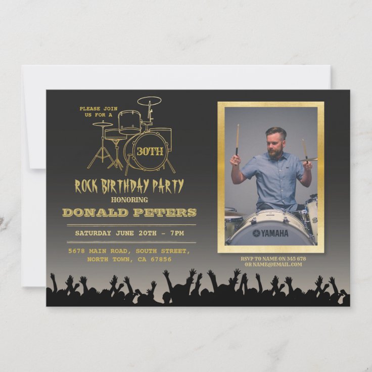 Rock Birthday Party Festival Crowd Music Photo Invitation | Zazzle