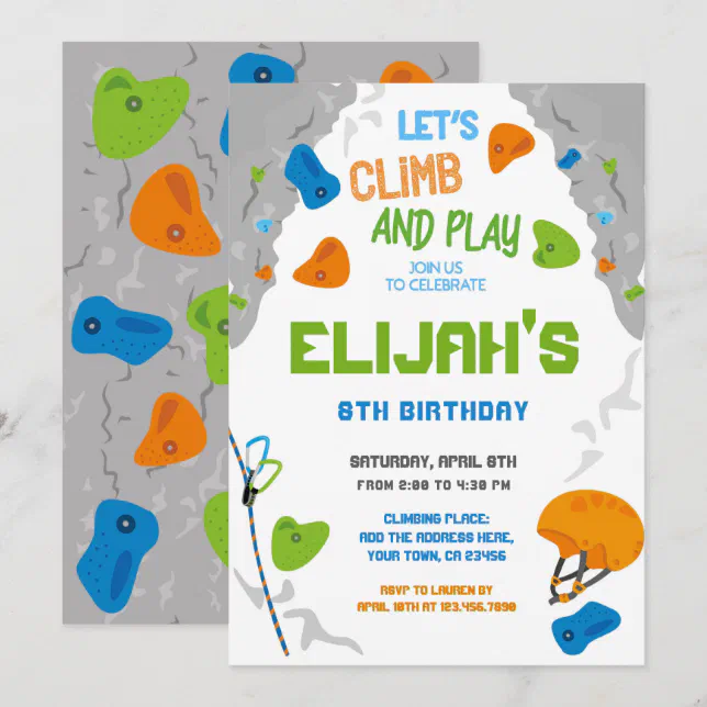 Rock Climbing Birthday Invitation | Zazzle