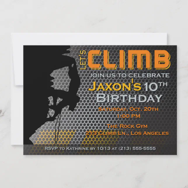 Rock Climbing Birthday Invitation - Let's Climb | Zazzle