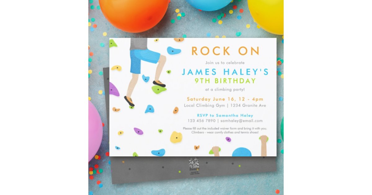 Rock Climbing Birthday Party Invitation - Rock on! | Zazzle