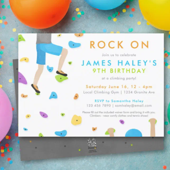Rock Climbing Birthday Party Invitation - Rock on! | Zazzle