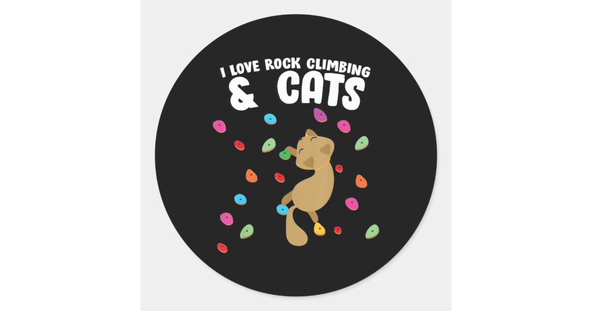 Rock Climbing & Cat Love Cute Birthday Classic Round Sticker | Zazzle