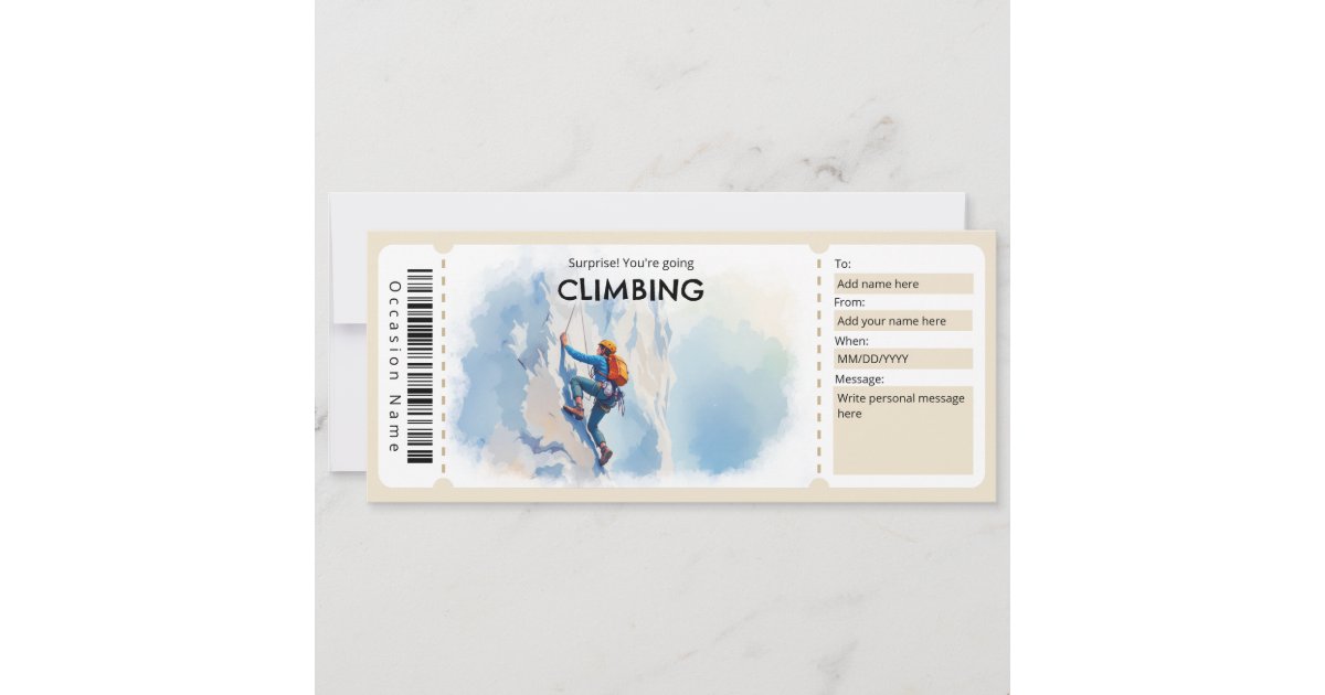 Rock Climbing Gift Certificate Invitation | Zazzle