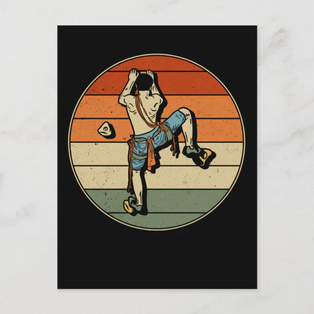 Rock Climbing Indoor Retro Mountain Climber Postcard | Zazzle
