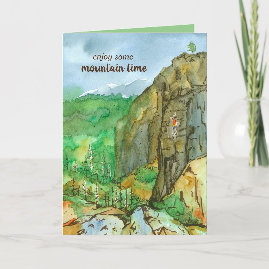 Rock Climbing Mountain Time Happy Birthday Card | Zazzle