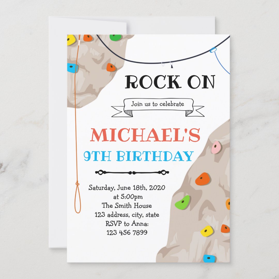 Rock climbing party card invitation | Zazzle