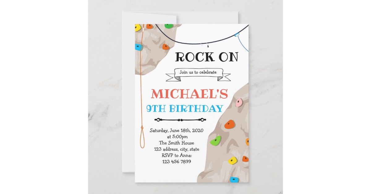 Rock climbing party card invitation | Zazzle