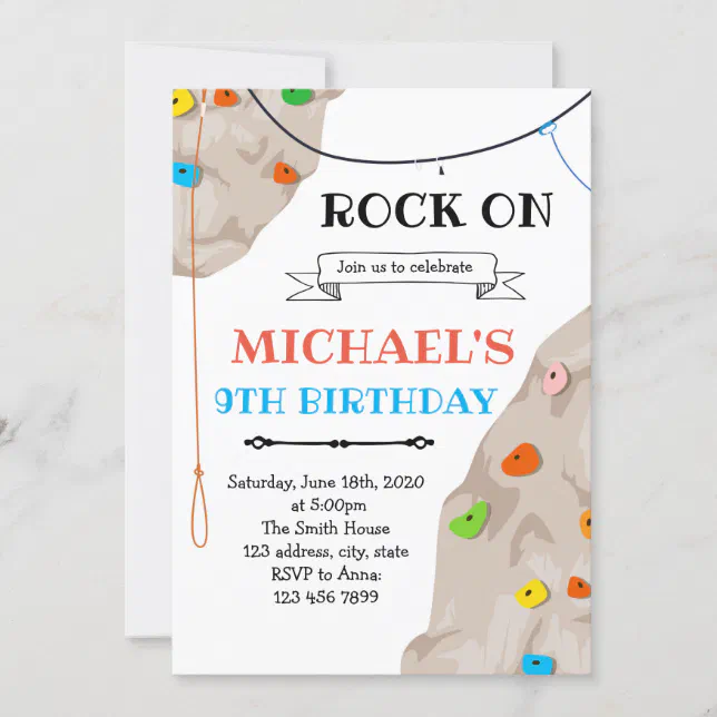 Rock climbing party card invitation | Zazzle