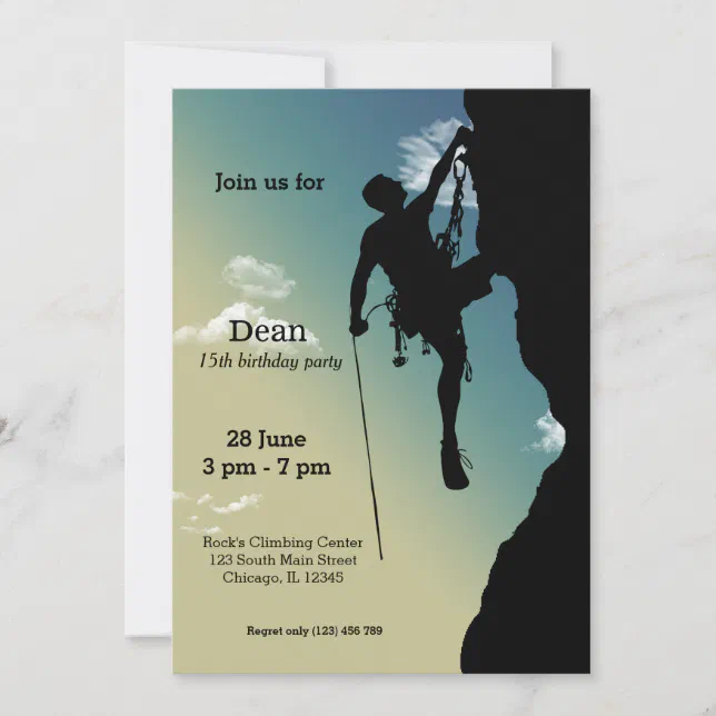 Rock Climbing Party Invitation | Zazzle