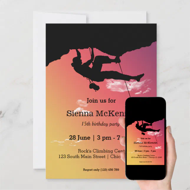 Rock Climbing Party Invitation | Zazzle