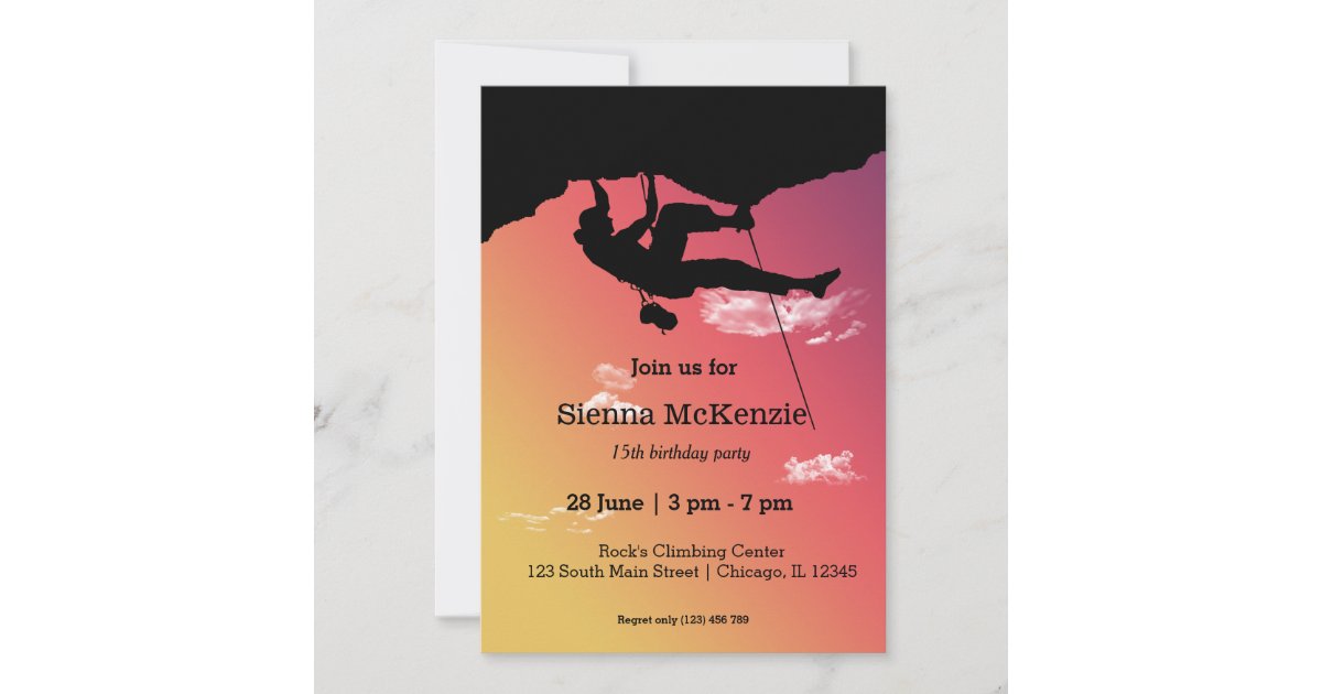 Rock Climbing Party Invitation | Zazzle