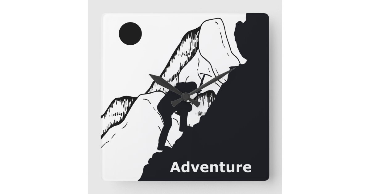 rock climbing rockclimbing square wall clock | Zazzle