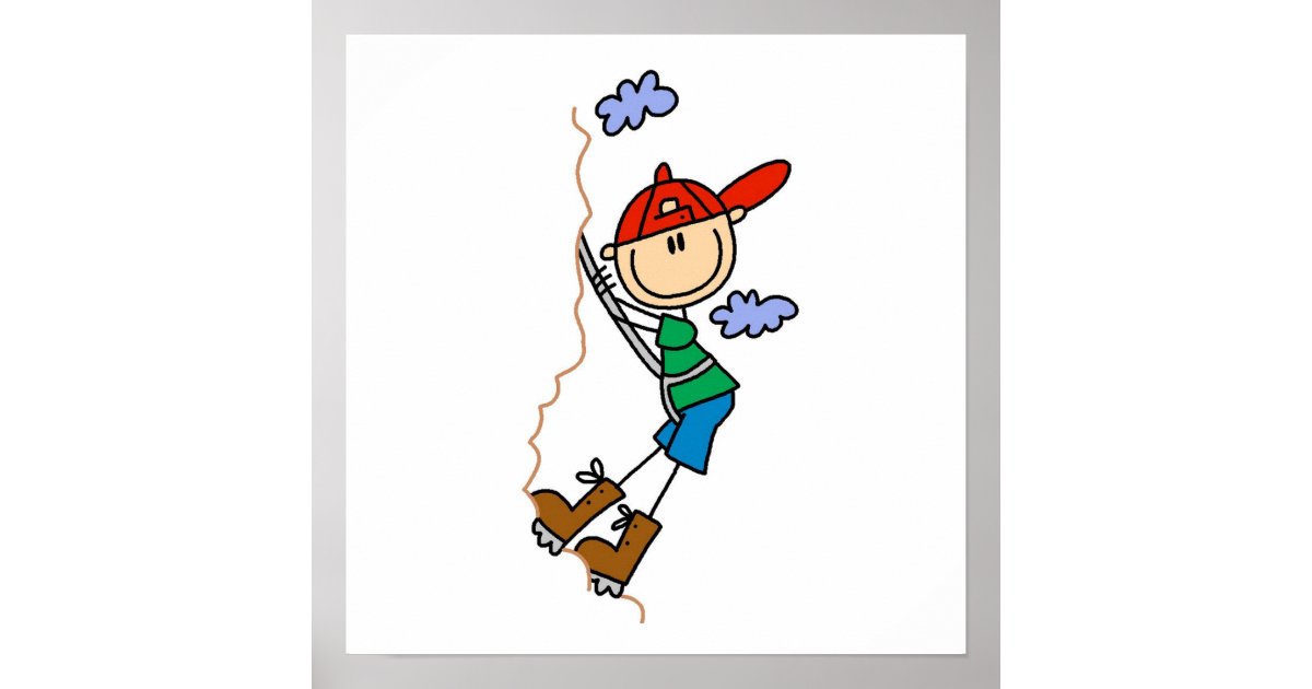 Rock Climbing Stick Figure Poster | Zazzle