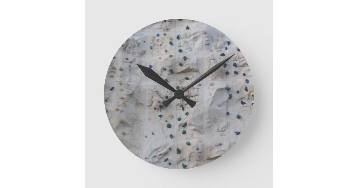 Rock Climbing Wall Round Clock | Zazzle