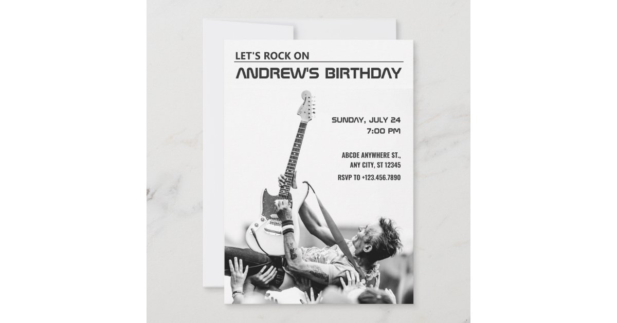 Rock concert birthday invitation | Zazzle