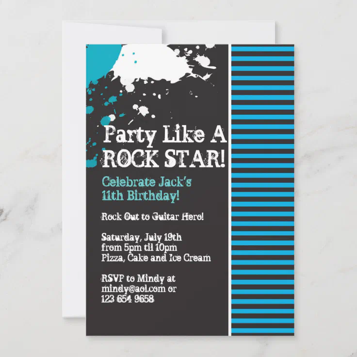 Rock, Grunge, Punk, Boy Party Invitation | Zazzle