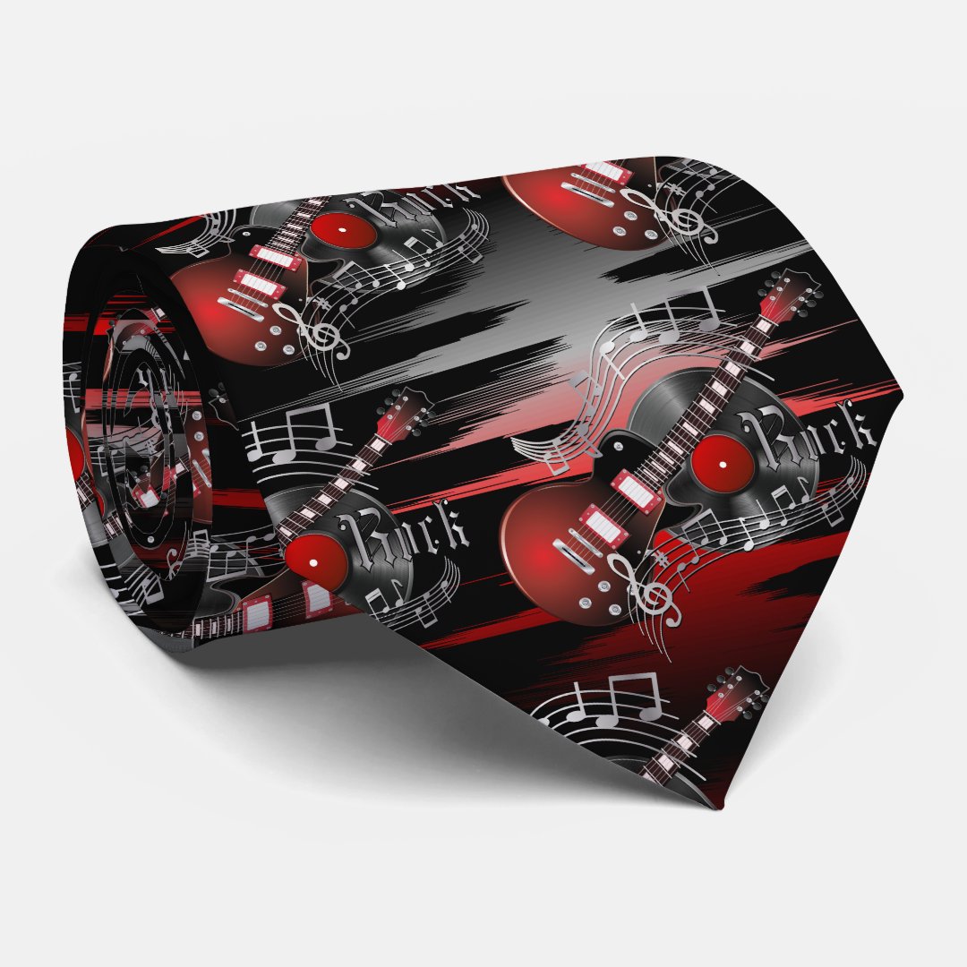 Rock Guitar - Red and Black Neck Tie | Zazzle