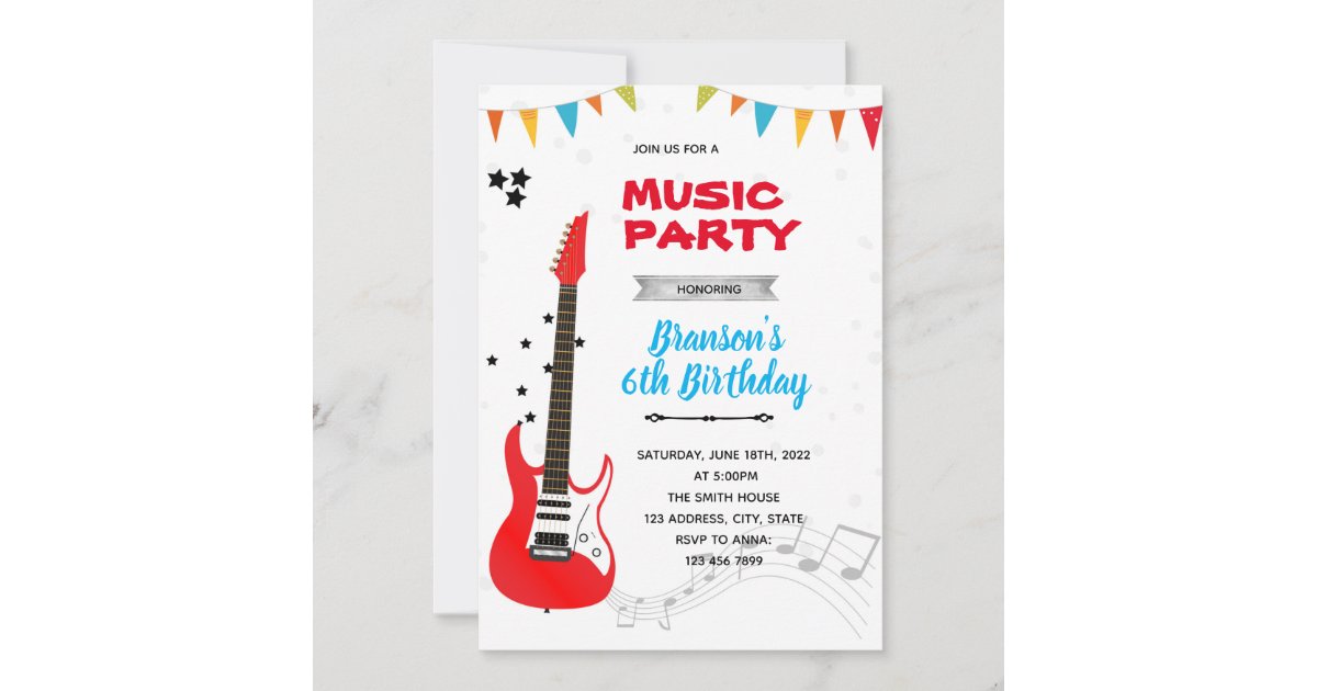 Rock music birthday theme invitation | Zazzle
