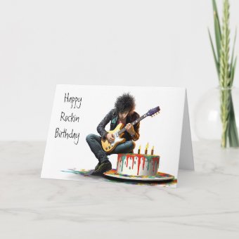 Rock Music Guitarist - Cool Happy Rockin Birthday Card | Zazzle