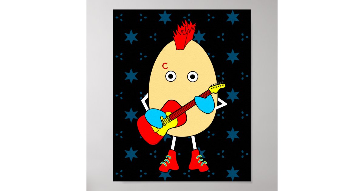 Rock Musician Egghead Poster | Zazzle