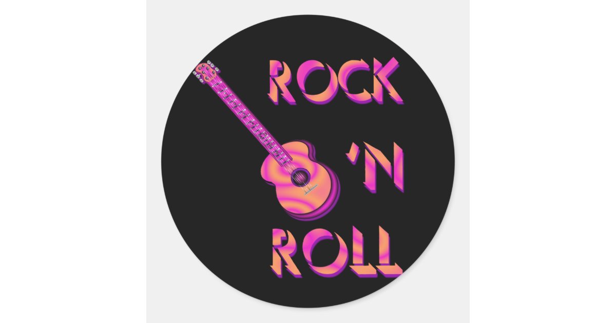 Rock 'n Roll Acoustic Guitar Sticker | Zazzle