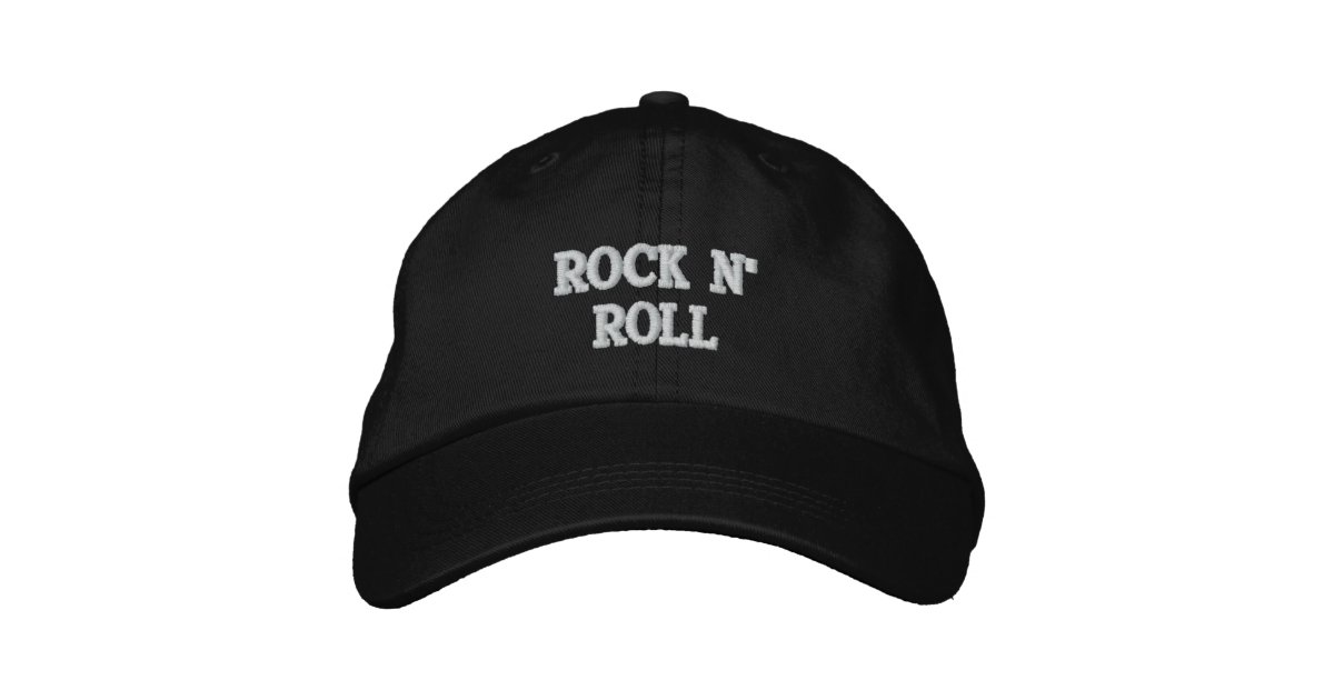 ROCK N' ROLL EMBROIDERED BASEBALL CAP | Zazzle