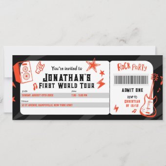 Rock n Roll First World Tour Birthday Ticket | Zazzle