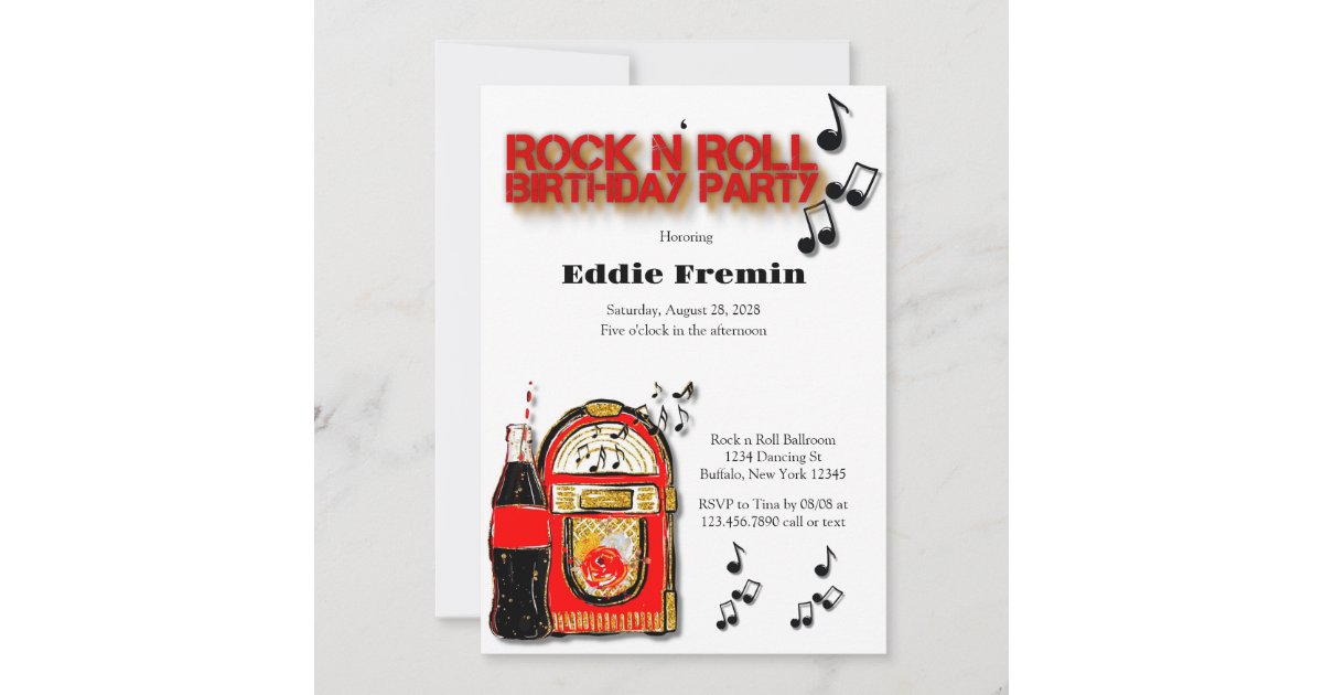 Rock n' Roll Jukebox Birthday Party Invitation | Zazzle