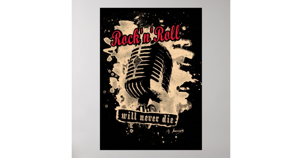 Rock-n-Roll Microphone - red Poster | Zazzle