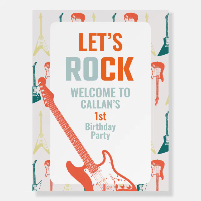 Rock n Roll Rockstar 1st Birthday Welcome Foam Board | Zazzle